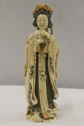 Japanese Polychrome Ivory Carved Court Lady