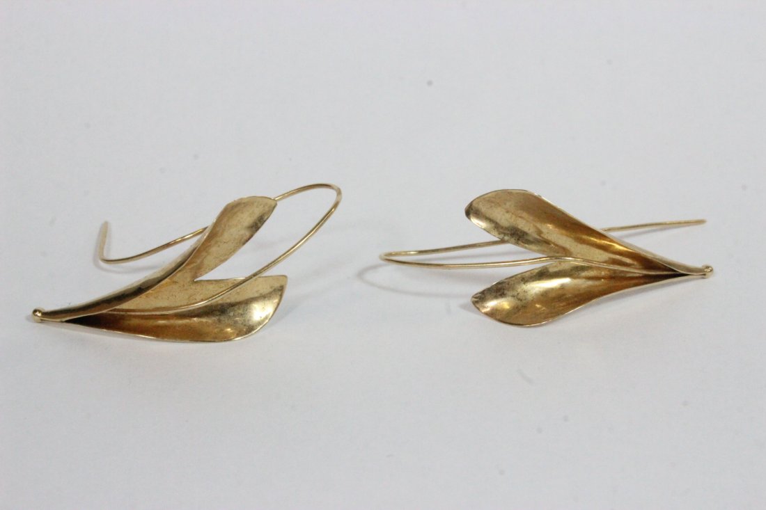 Pair 14K earrings, signed Peter Small