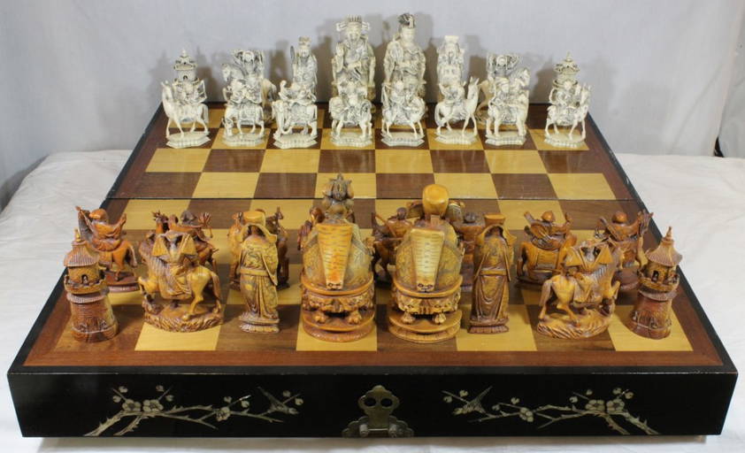 Magnificent Chinese Ivory Carved Chess Set