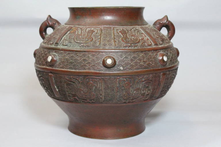 Chinese Antique Archaic Style Bronze Style Jar