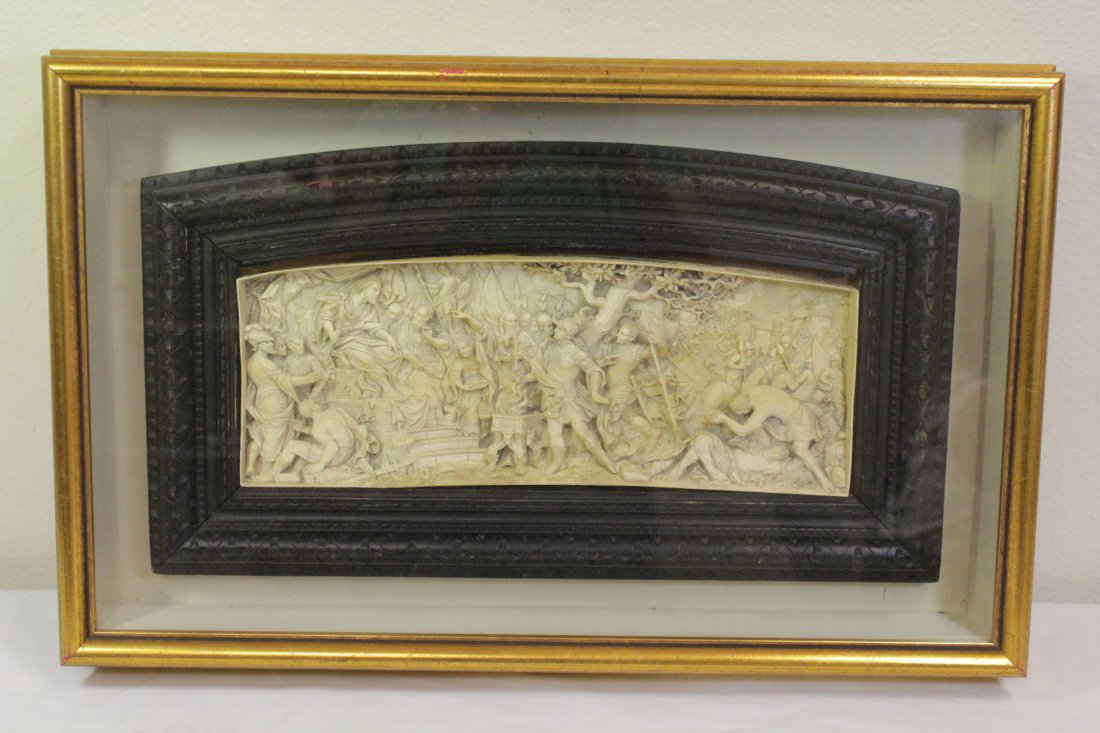 Magnificent European ivory carved plaque