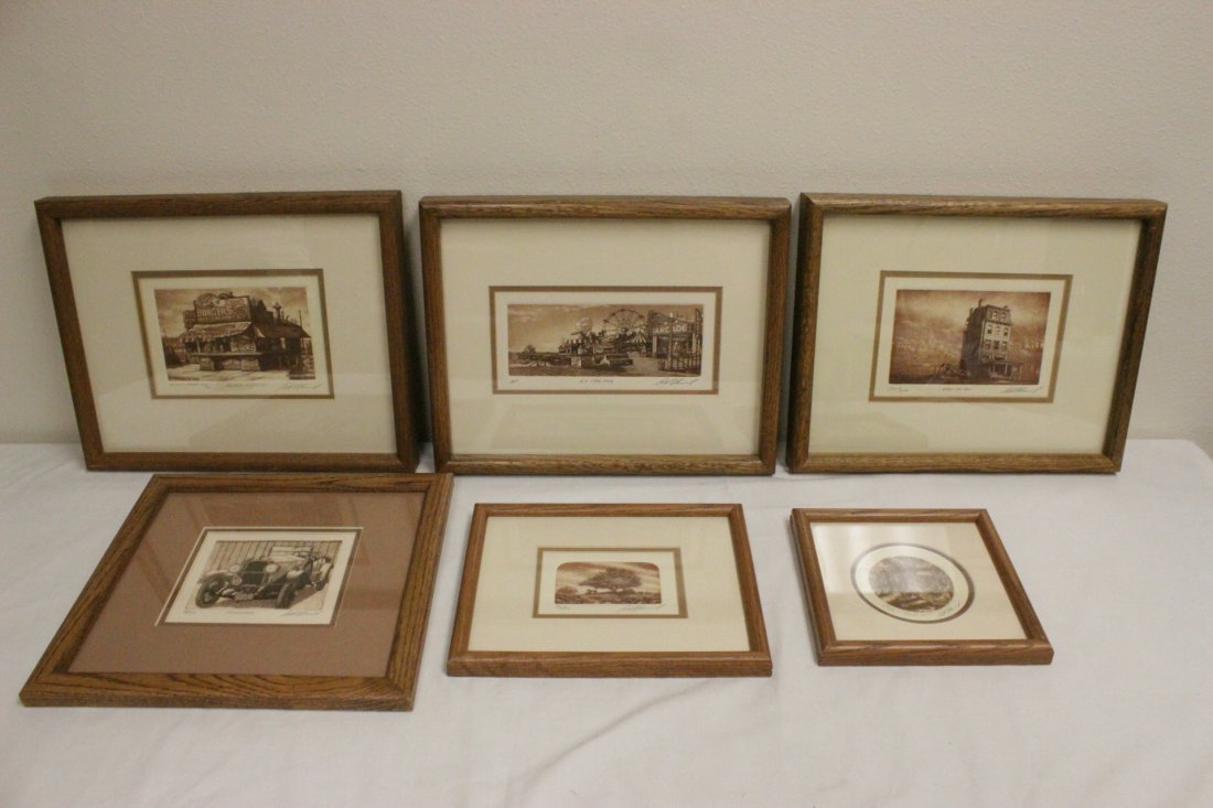 6 pencil signed etchings by Scott Fitzgerald