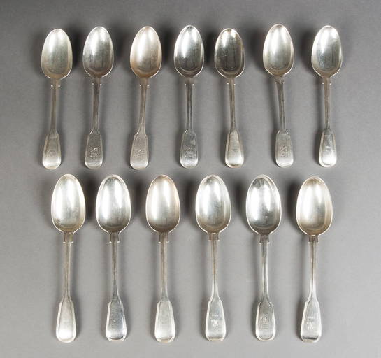 Antique Sterling Silver Fiddle & Thread Table Spoons: