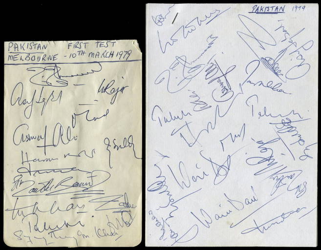 Pakistan: 1977 Signed Autograph Pages (2); 1992 93 Team