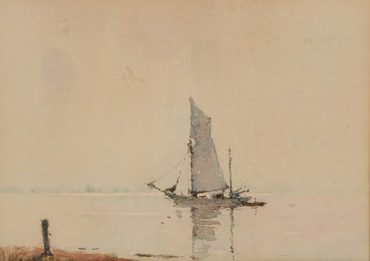 Reginald Ward Sturgess: Sail Boat And Reflection,