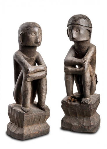 A Pair Of Seated Bululs Lagawe, Ifugao, Philippines