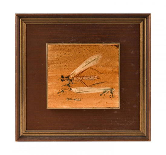 Pro Hart (australian 1928 2006) Dragonfly And Ants