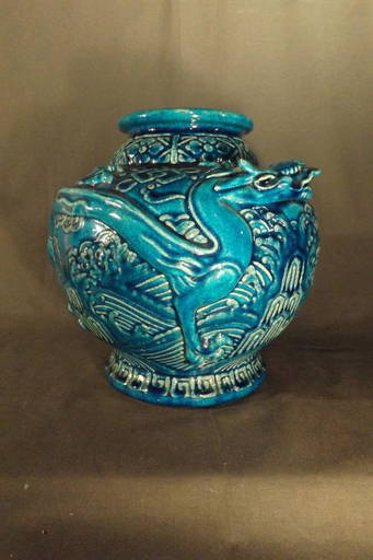 Turquoise Faience Pottery Vase