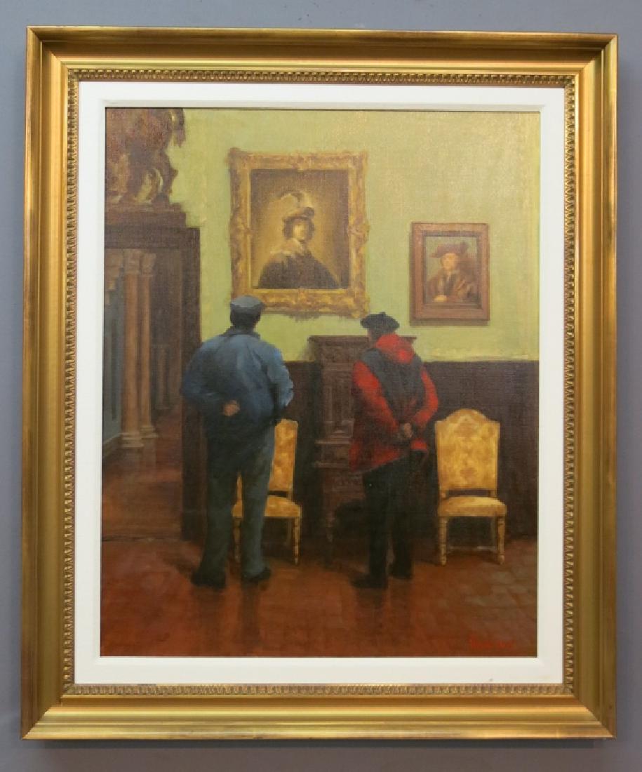 PAULINE ROCHE OIL PAINTING OF MUSEUM INTERIOR