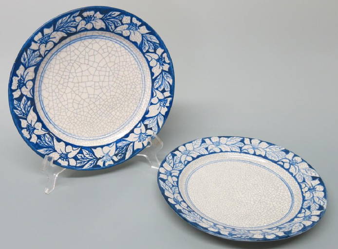 Pair Of Dedham Pottery 'azalea' Pattern Plates