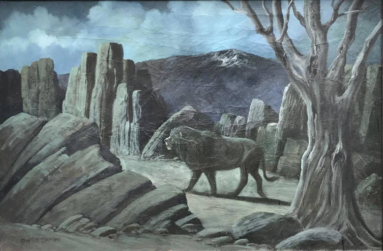 Charles Damrow Oil Painting Of Moolit Landscape