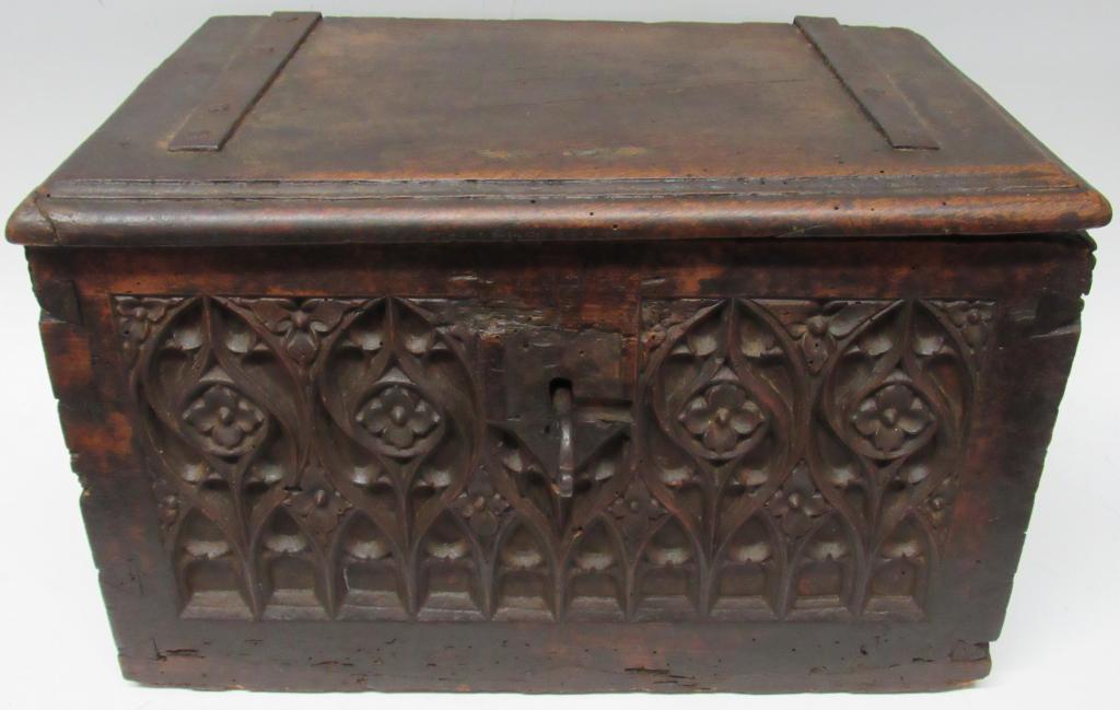 16TH C.? GOTHIC CARVED WALNUT MONEY CHEST - Jan 11, 2020 | Sandwich ...