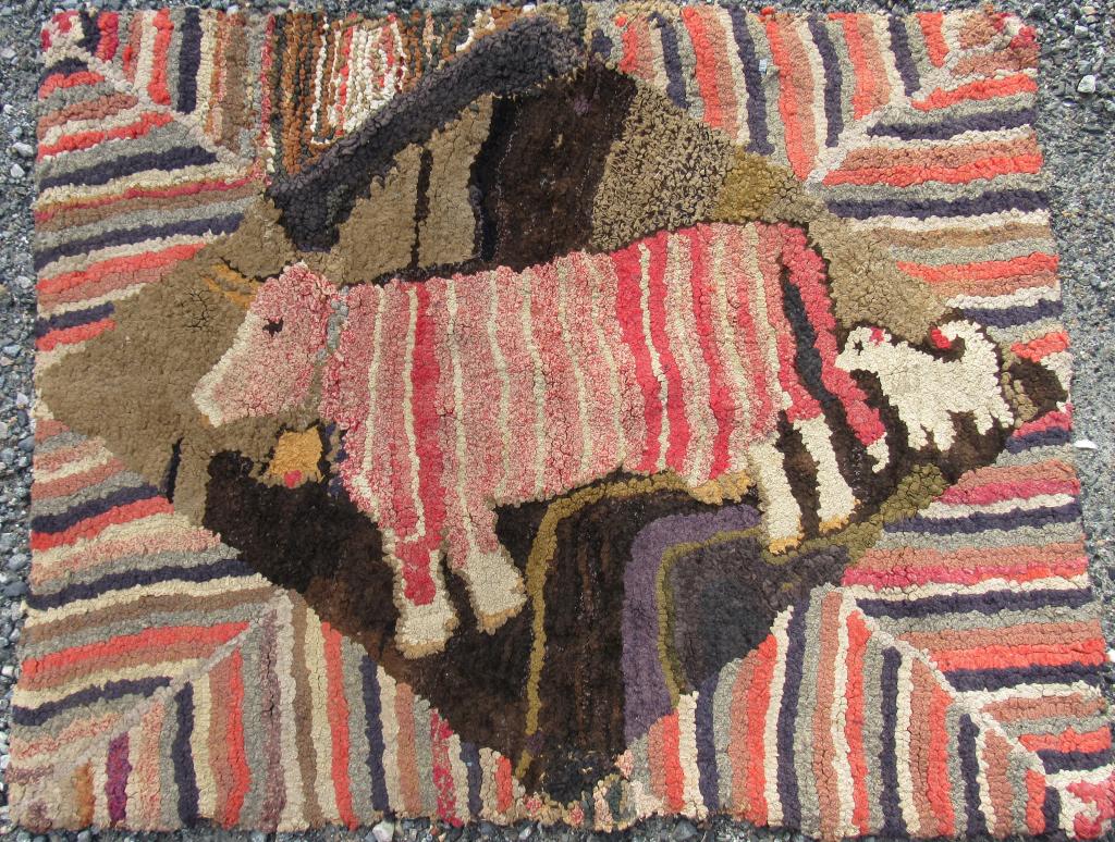 FOLK CRAFTED HOOKED RUG OF A COW AND CALF - Jan 11, 2020 | Sandwich ...
