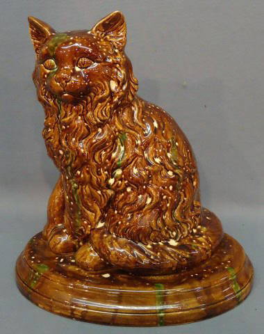 Rockingham Earthenware Figure Of A Cat, Age?