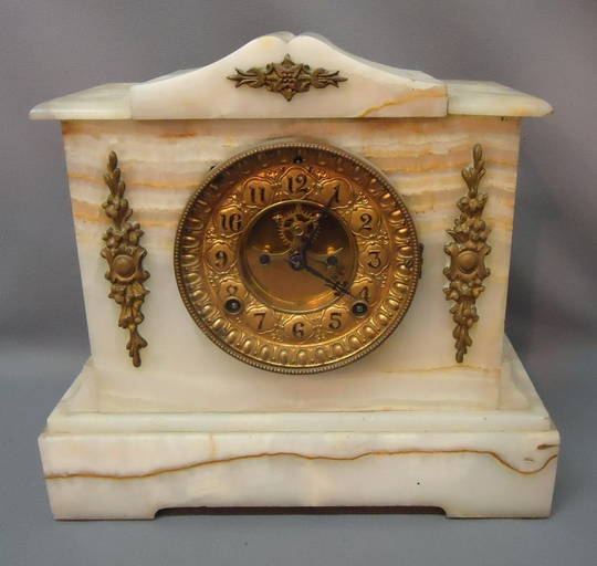 Alabaster Cased Ansonia Mantle Clock