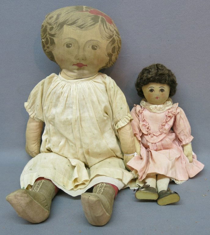 VINTAGE CLOTH DOLL WITH HANDPAINTED FACE