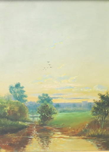 Caleb Slade Oil Painting Of A Rural Stream