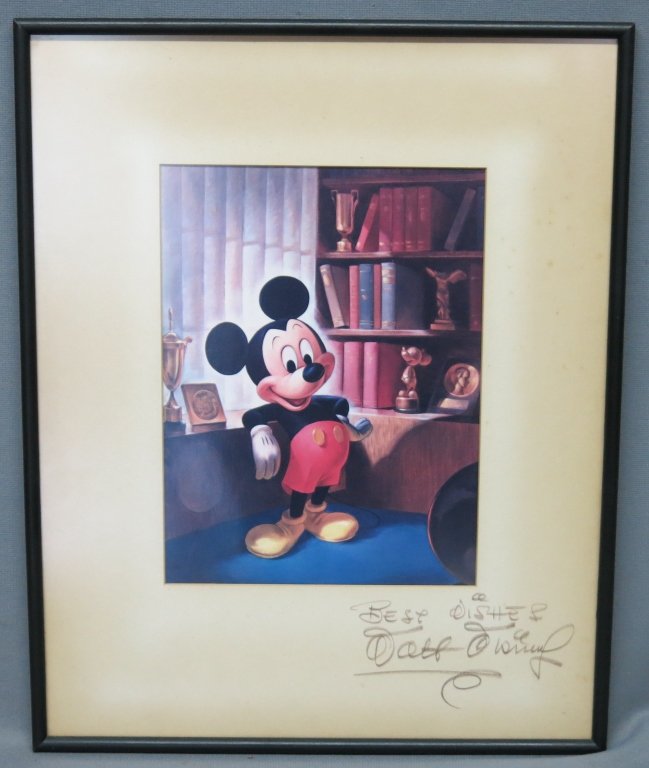 RARE WALT DISNEY AUTOGRAPHED MICKEY MOUSE PRINT