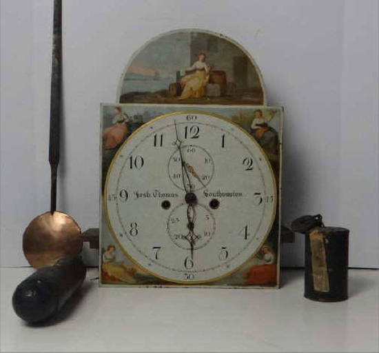 English Tall Case Clock Works, Weights & Pedulum