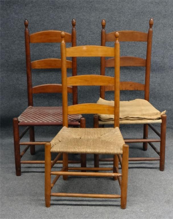 For Auction: 3 SHAKER CHAIRS WITH TILTERS, TALLEST 39 1/2" (#0293) on ...