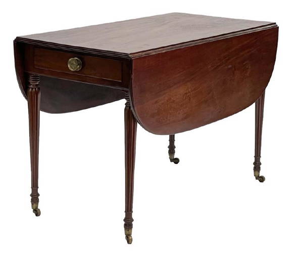 SANTO DOMINGO MAHOGANY DROP LEAF TABLE REEDED LEGS (28 1/2' X 42" LONG ...