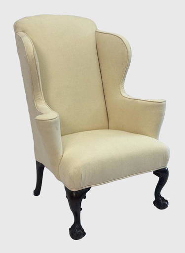 CHIPPENDALE WING BACK CHAIR, BALL & CLAW FEET 441/2" X 34" WIDE X 30 ...