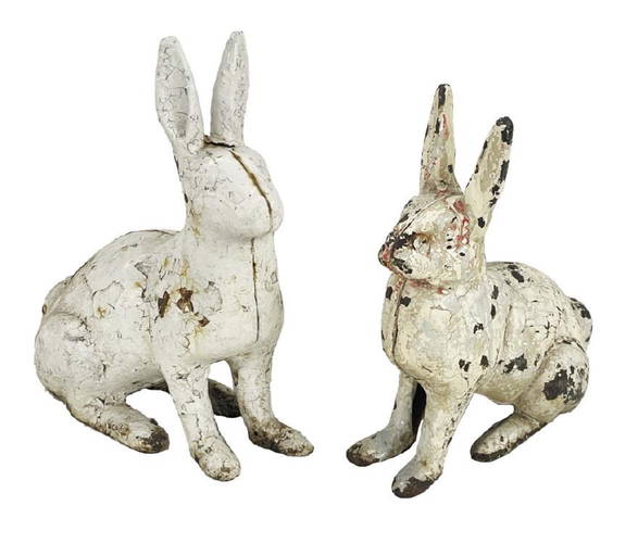 TWO CAST IRON GARDEN RABBITS, TALLEST 11 7/8" (#0233) on Sep 18, 2022 ...