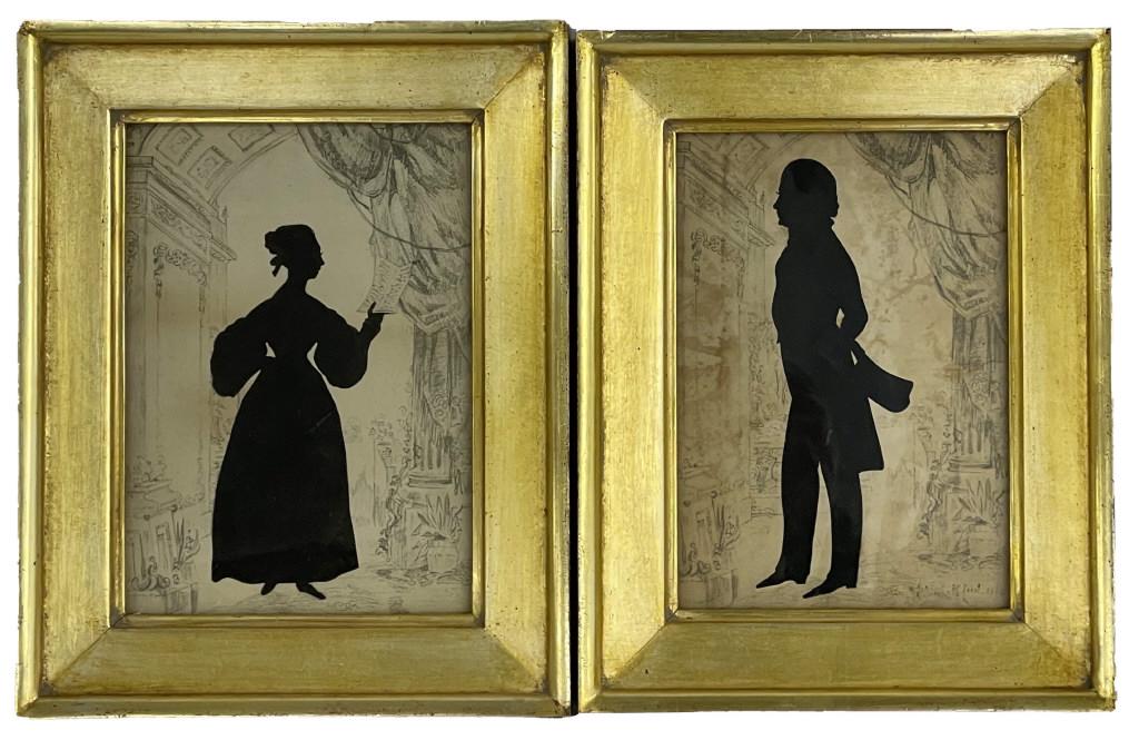 1842 Silhouettes Of Col. Edward Freeman & Wife Eliz. Duncan Freeman Of ...
