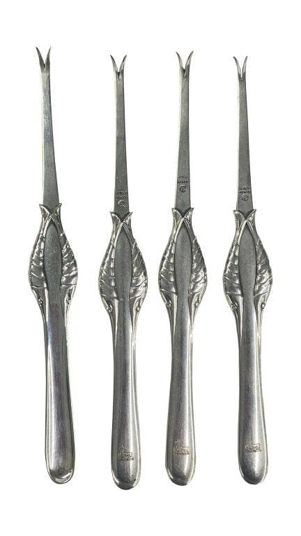 Set 4 Georg Jensen Sterling Silver Lobster Picks 7 1/4" Long Approx. 4. ...