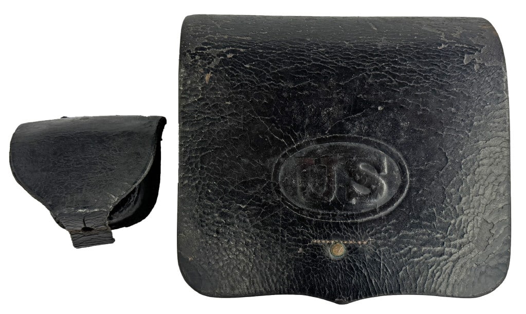 2 Civil War Belt Boxes, 1 Percussion Cap Box & 1 1864 58 Cal. Cartridge ...