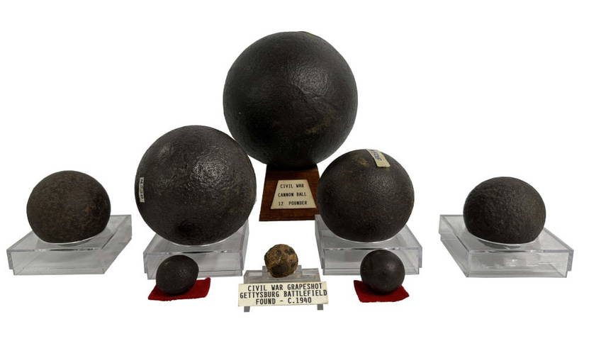 Group Of Grape Shot & Cannon Balls Civil War Inc. 12 Pounder & 6 ...