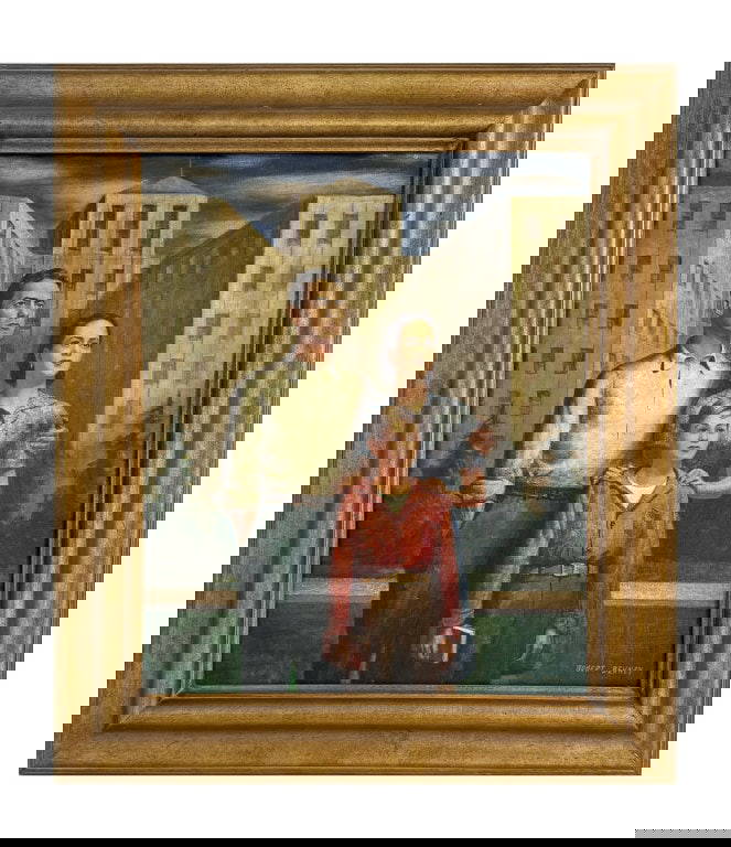 Oil / Canvas By Robert Benny, "the American Family Looks To The Future ...