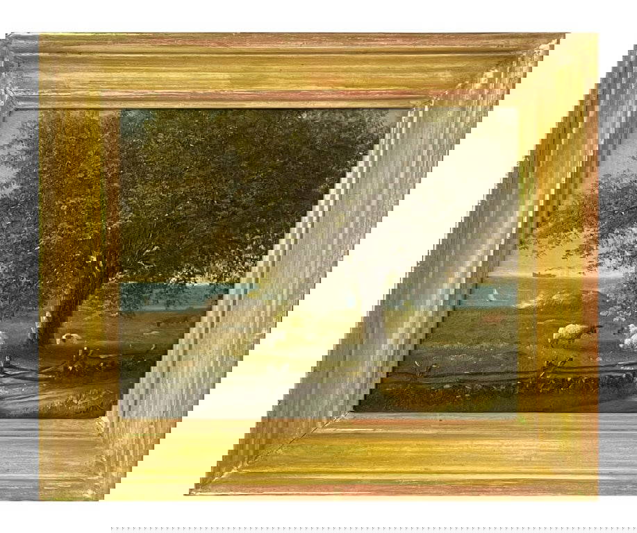 Oil/canvas "sheep By The Bay"prob. Nelson A. Moore (1824 - 1902) Sgnd ...