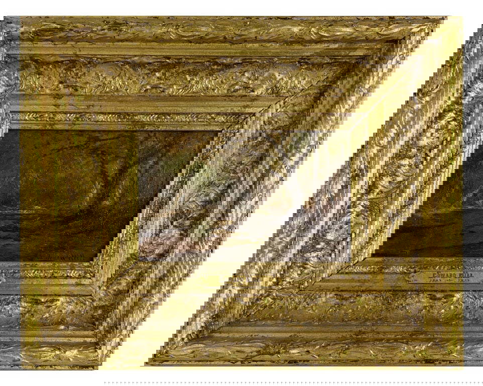 Edward Hill "forest Stream" Oil On Canvas (1843 - 1923) 5 1/8" X 8" Auction