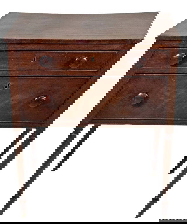 Mahogany 2 Drawer Work Table W/ Slim Legs & Plumb Bob Feet , Nyc C ...