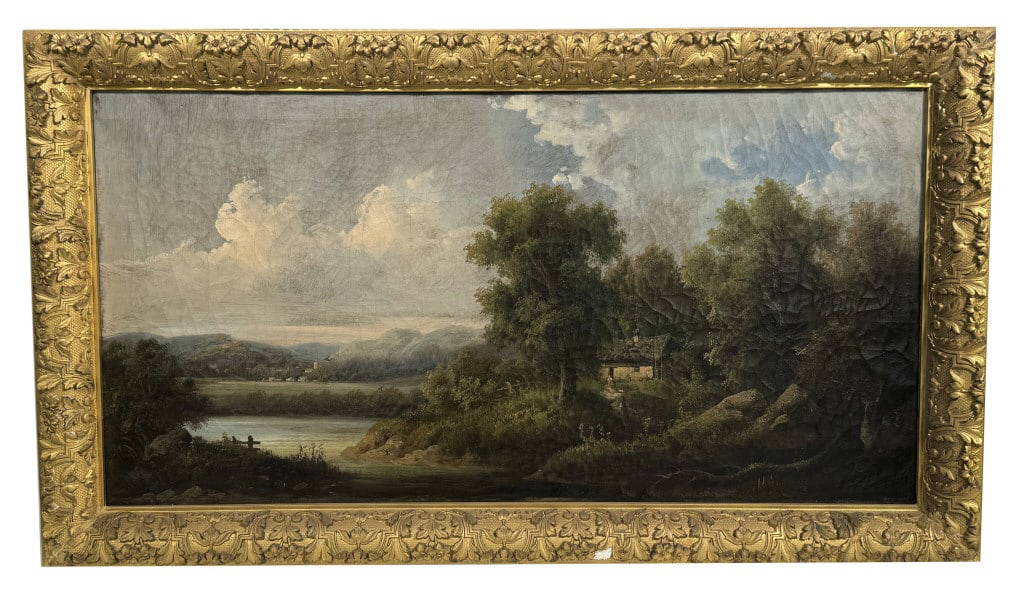 Oil / Canvas Sgnd Ch. Noel, Expansive Landscape With Figure & House 18 ...