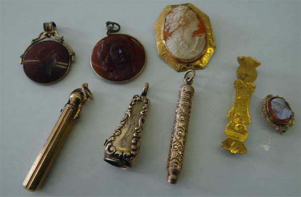 Eight Pieces Of Victorian Fobs & Cameos