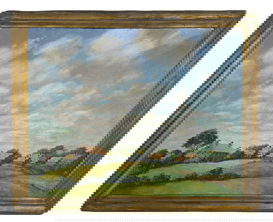 Oil/ Masonite Louis W. Burrell "little Falls, Sept Sky" 24" X 30" Auction