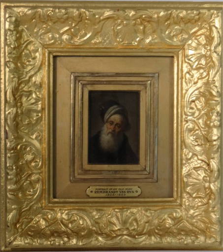 O/p "portrait Of Elder"labeled Rembrandt Van Ryn