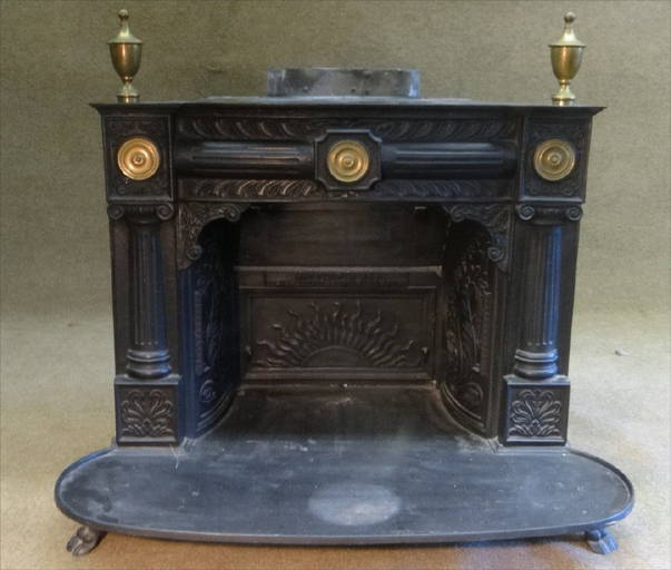 C. 1870 Cast Iron Franklin Stove Fireplace