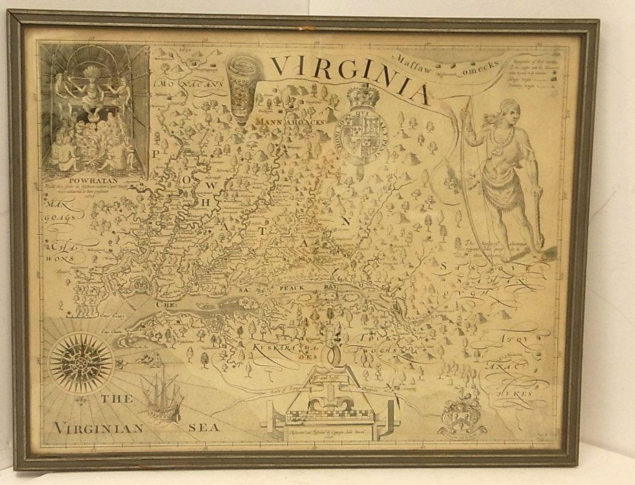 Antique John Smith Atlantic Region Map Virginia Orig