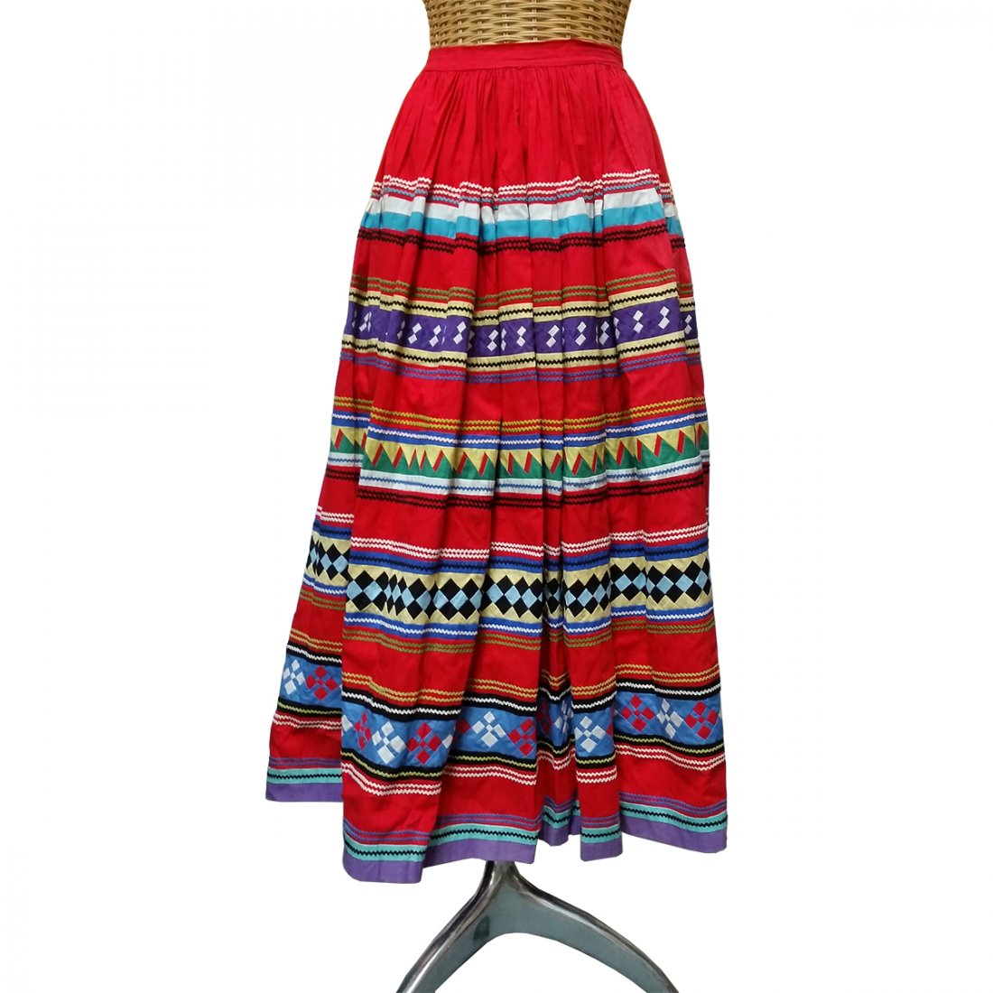 Native American 1940s Seminole Tribe Patchwork Skirt