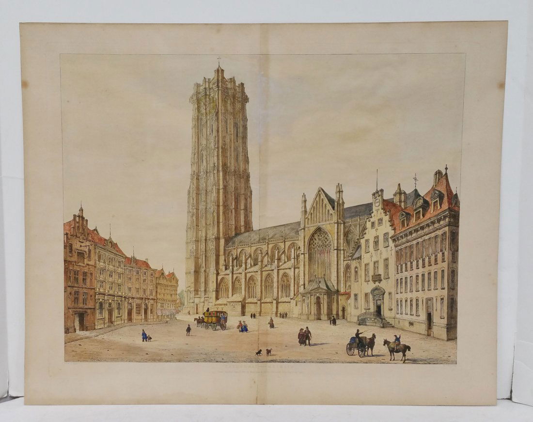 St Rumbolds Cathedral Mechlin Mechelen Belgium Etching | Barnebys