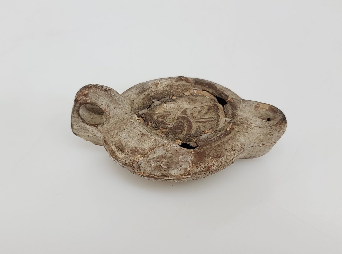 Greco Roman Byzantine Archaic Pottery Oil Lamp w Woman | Barnebys