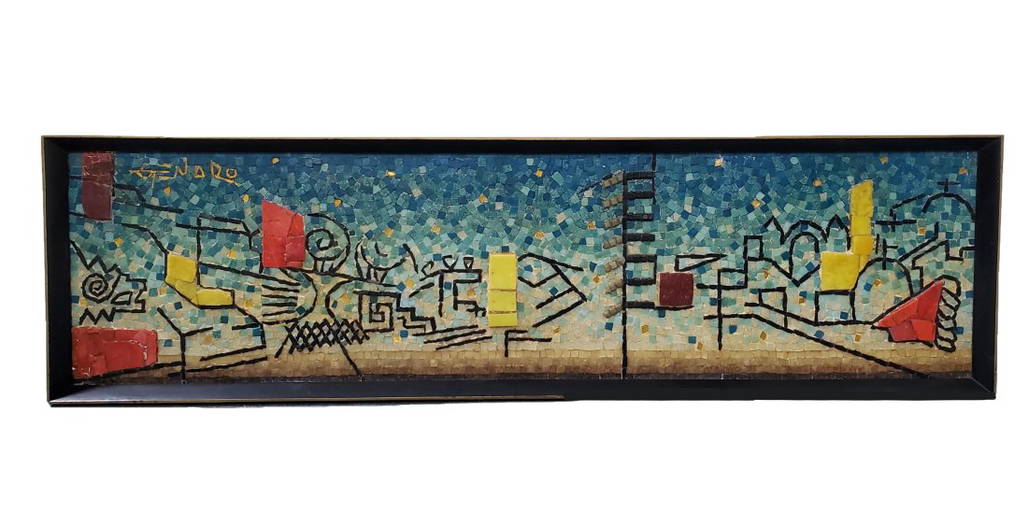 Genaro Alvarez Mid Century Modern 12x48in Glass Tile Mosaic Abstract ...