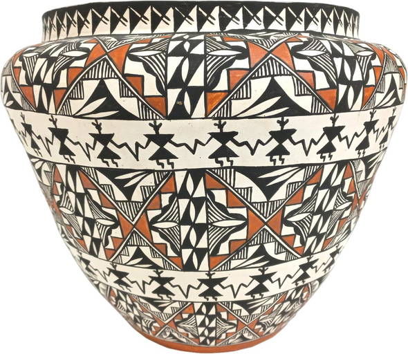 Large Signed Stevens Acoma Olla 11 Inch Vase Pot Decorated Native ...