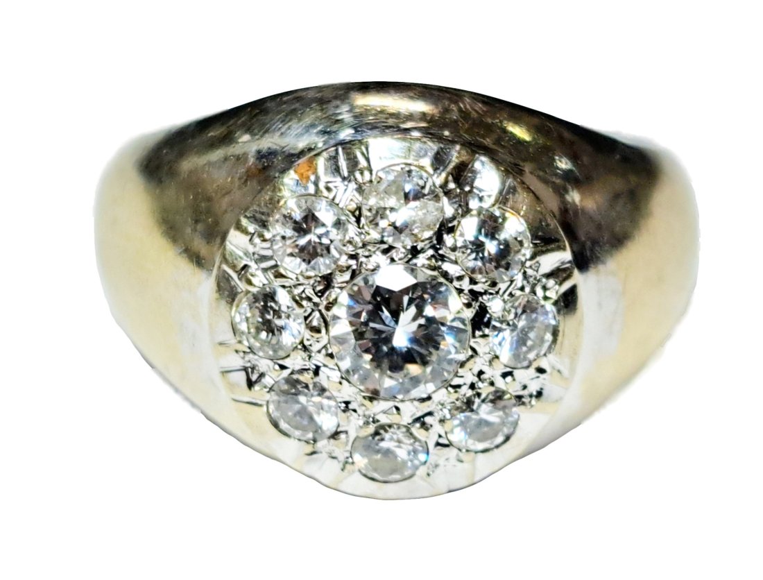 Vintage 1950s 18k White Gold Fine Diamond Wide Cluster Ring - Mar 25 ...