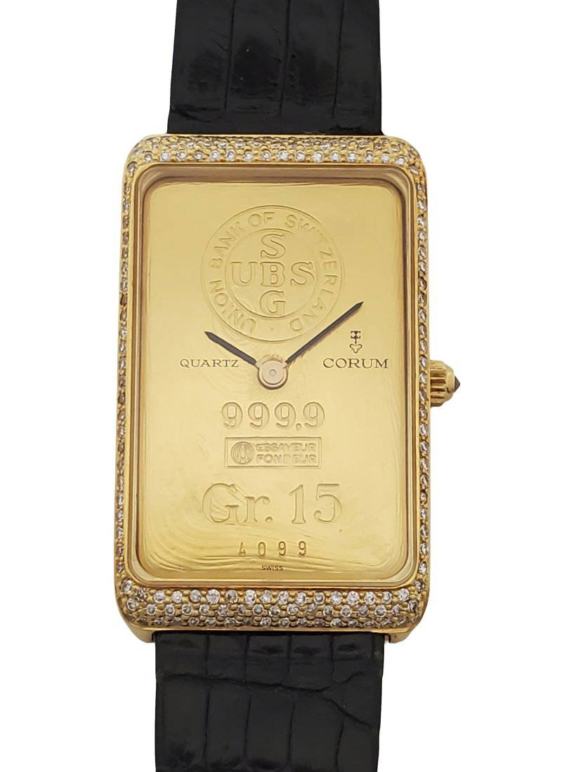 Huge Corum 999 Gold Bar 18k Gold Diamond Mens Wrist Watch Pouch Papers ...