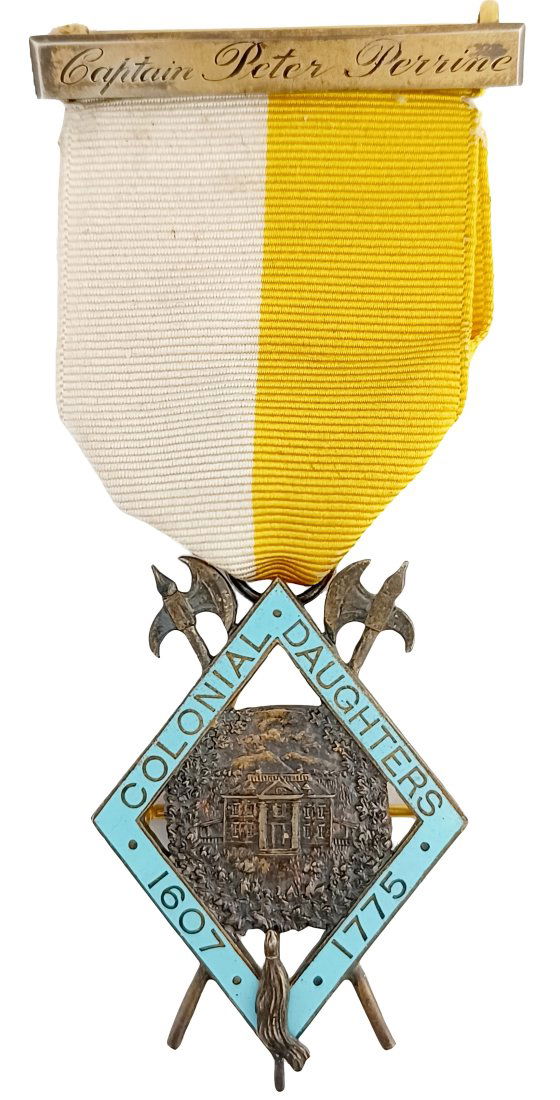 Rare Colonial Daughters Cpt Peter Perrine Enamel Medal To Mrs. Charles ...