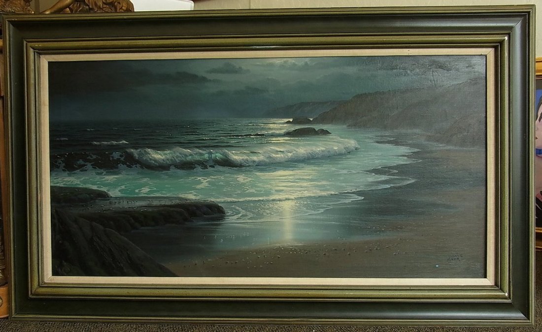 130: Maurice Meyer North West Coast Lg Moonlit Seascape